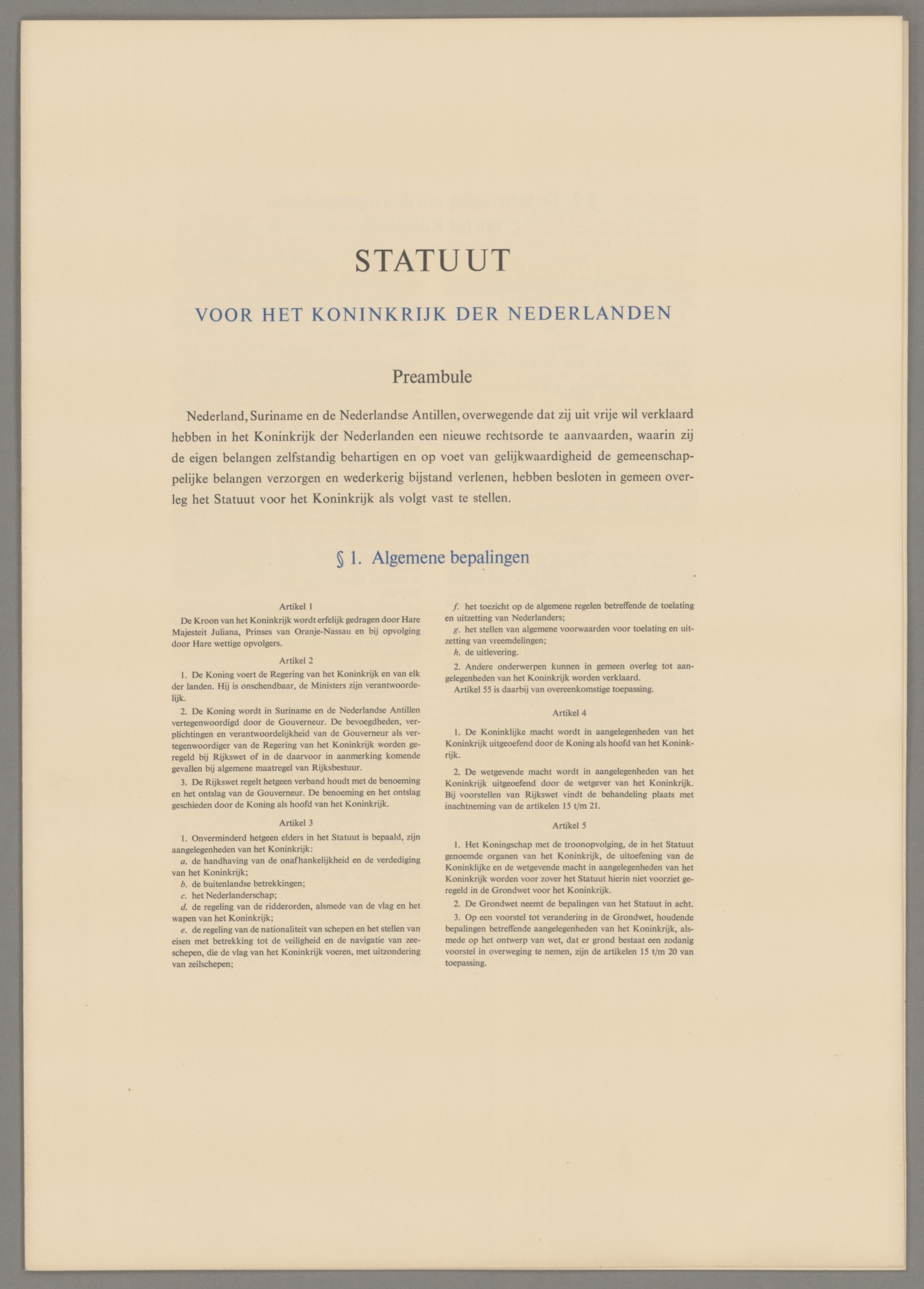 Zeventig jaar Statuut voor het Koninkrijk der Nederlanden (deel I): de ...